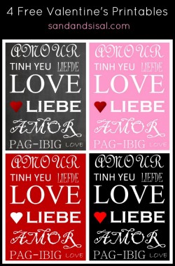 4 Valentine's Printables - Sand and Sisal