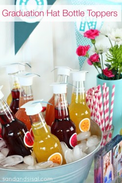 Graduation Cap Bottle Toppers - Sand and Sisal