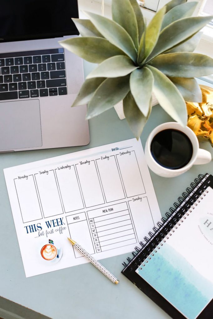 This Week...but First Coffee - Weekly Planner Printable - Sand and Sisal
